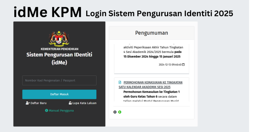 idME KPM Login Sistem Pengurusan Identiti 2025
