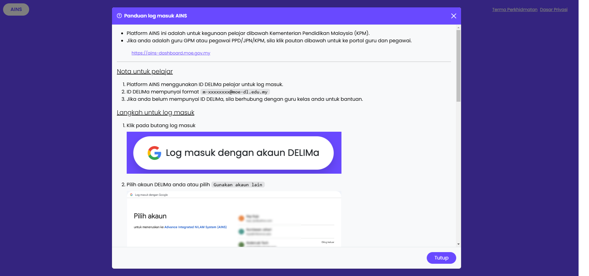 AINS NILAM : Panduan Lengkap Login & Rekod Bahan Bacaan